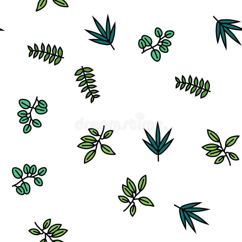 Leaf of Tree, Bush or Flower Vector Seamless Pattern Stock Vector ...