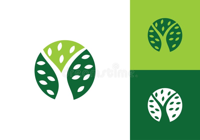 Leaf Tree with Circle Logo Design. Simple Creative Caring for the ...