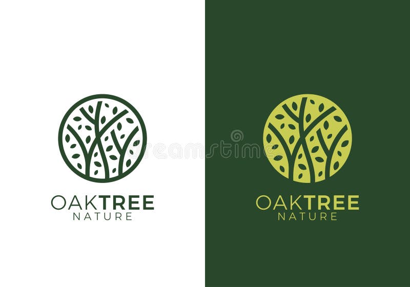 Leaf Tree with Circle Shape Logo Design. Simple Creative Forest Nature ...