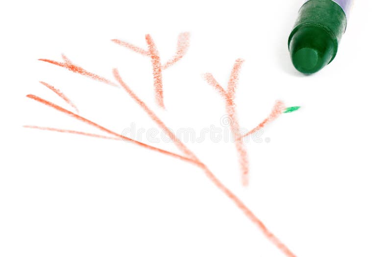 Leaf on a Tree, Drawn in Green Chalk Stock Image - Image of group ...