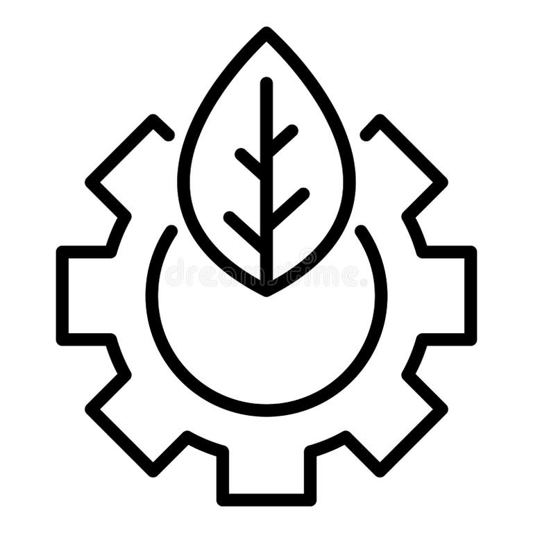 Leaf of a Tree in Gear Icon, Outline Style Stock Vector - Illustration ...