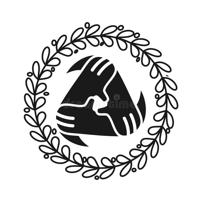 Leaf Triangle Hand Commitment Teamwork Together Black Logo Stock Vector - Illustration of ...