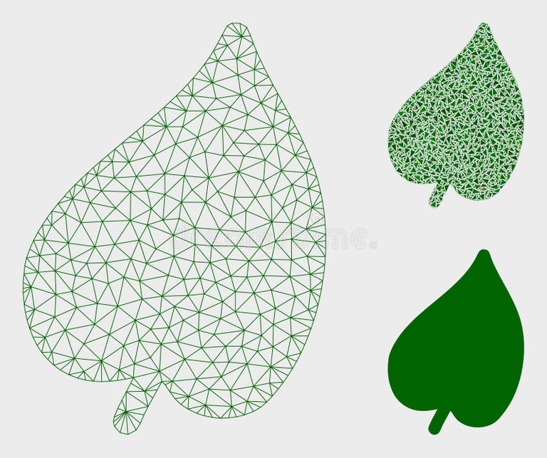 Leaf Vector Mesh Wire Frame Model and Triangle Mosaic Icon Stock Vector ...