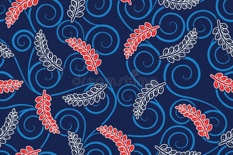 Leaf Vector Seamless Pattern, Simple Batik Motif Stock Vector ...