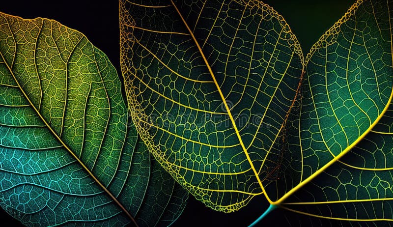 Leaf Vein Texture, Skeletonized Tree Leaves, Green Botanical Background ...