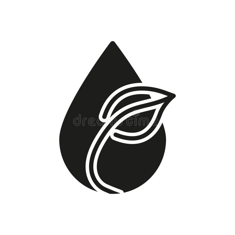 Leaf with Water Droplet Solid Icon. Eco-Friendly, Sustainability, and ...