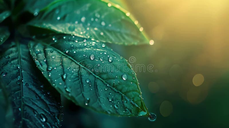 A Leaf with Water Droplets on it Stock Video - Video of garden, spring ...