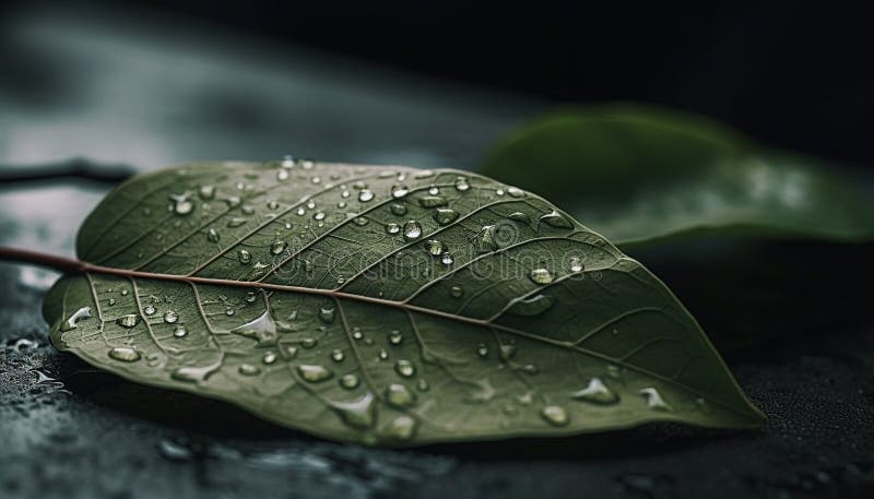 Leaf with Water Drops Leaf with Drops Leaf with Dew Stock Illustration ...