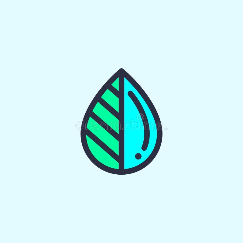 Leaf and Water Logo Icon Vector Illustration. Organic Water Design ...