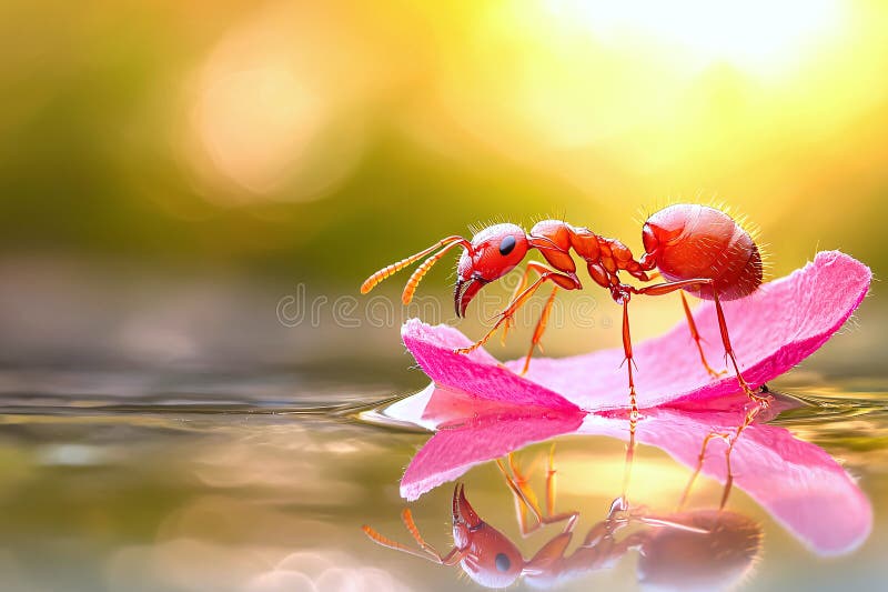 Leafcutter Ant with a Petal, Soft Focus Background and Natural Light ...