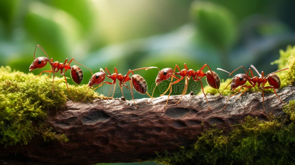 Leafcutter Ants on a Log in the Jungle, Highlighting Their Unique ...