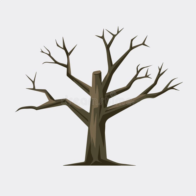 A Flat-Style Dead Tree on a Plain White Background Stock Vector ...