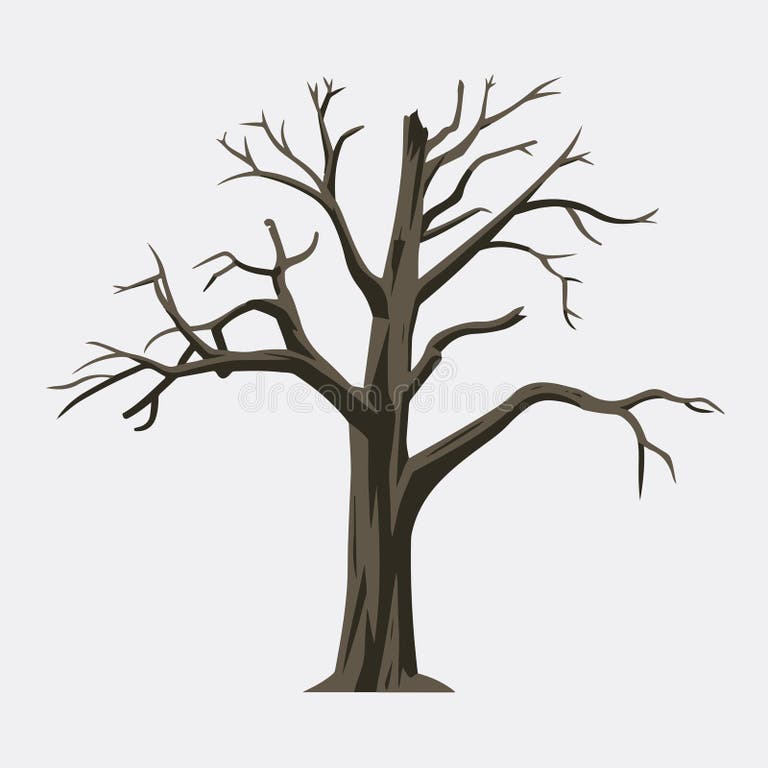 A Flat-Style Dead Tree on a Plain White Background Stock Vector ...