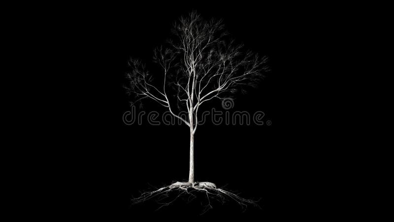 Leafless Tree with Roots, Timelapse Growing, Green Screen Chromakey ...