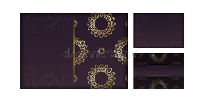 Leaflet in Burgundy Color with Luxurious Gold Pattern is Ready for ...
