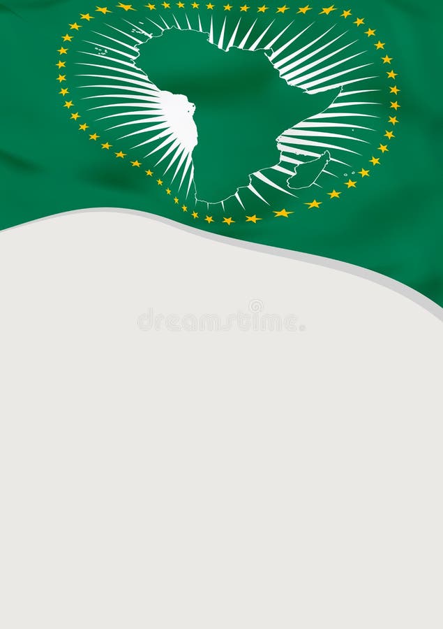 Leaflet Design with Flag of African Union. Vector Template Stock Vector ...