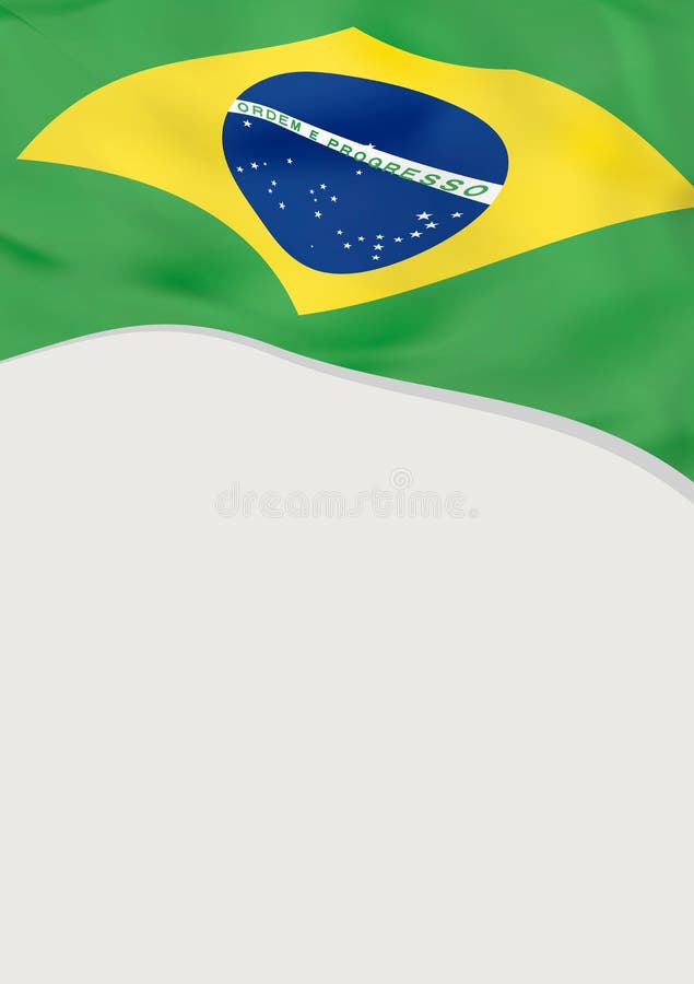 Leaflet Design with Flag of Brazil. Vector Template Stock Vector ...