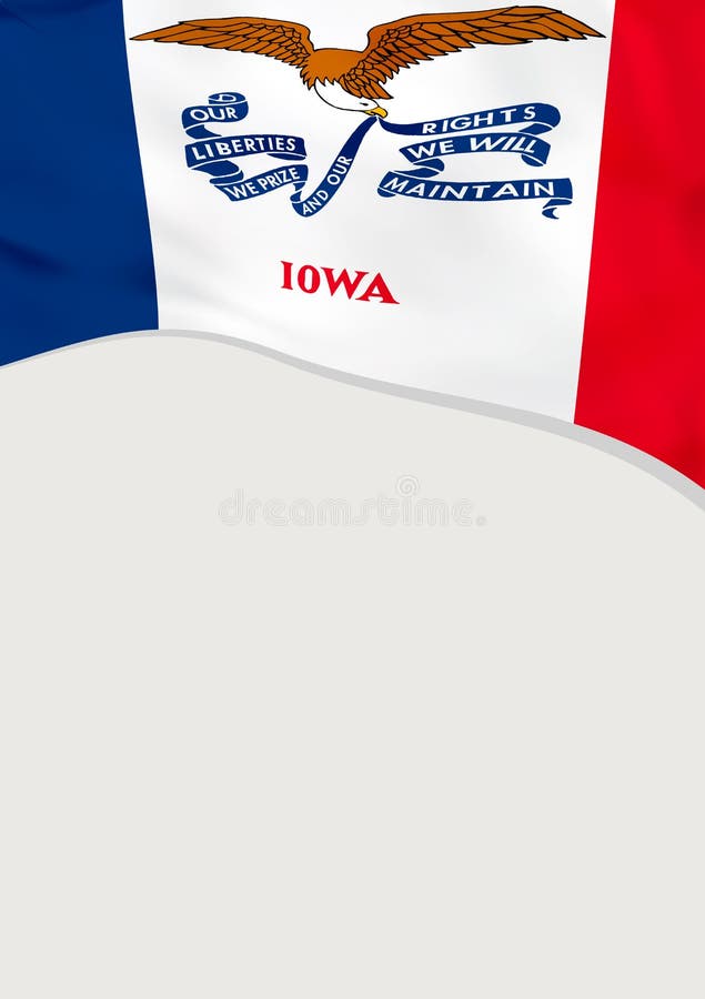 Leaflet Design with Flag of Iowa, US. Vector Template Stock Vector ...