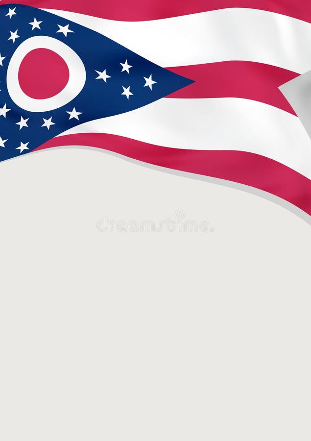 Leaflet Design with Flag of Ohio, US. Vector Template Stock Vector ...