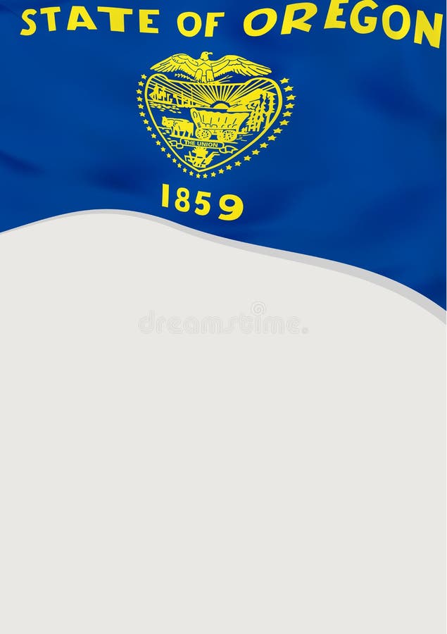 Leaflet Design with Flag of Oregon, US. Vector Template Stock Vector ...