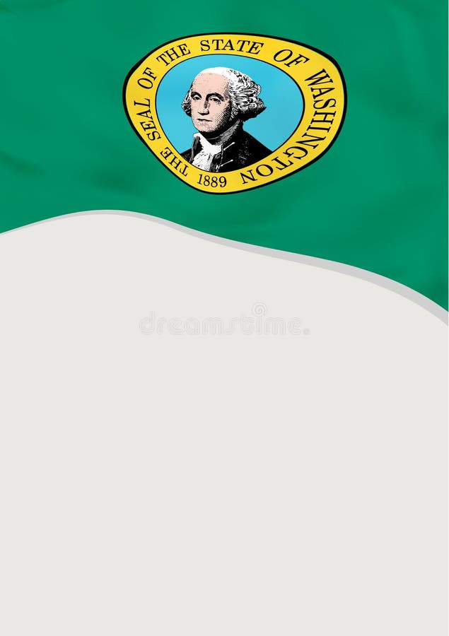 Leaflet Design with Flag of Washington, US. Vector Template Stock ...