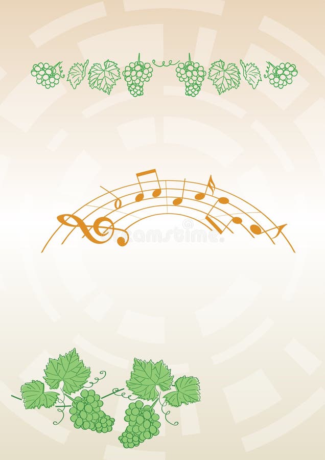 Leaflet A4 with Grape and Music Notes - Vector Template for Harvest ...