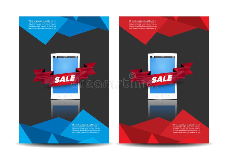 Leaflet with Mobile Phone Template Stock Vector - Illustration of ...