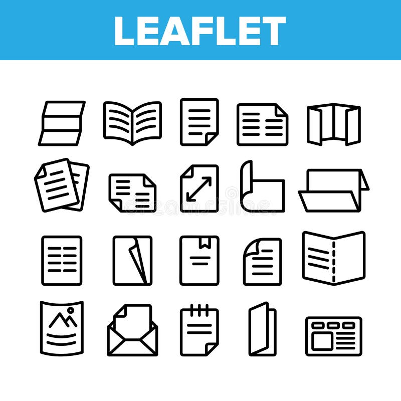 Leaflet Paper Collection Elements Icons Set Vector Stock Vector ...