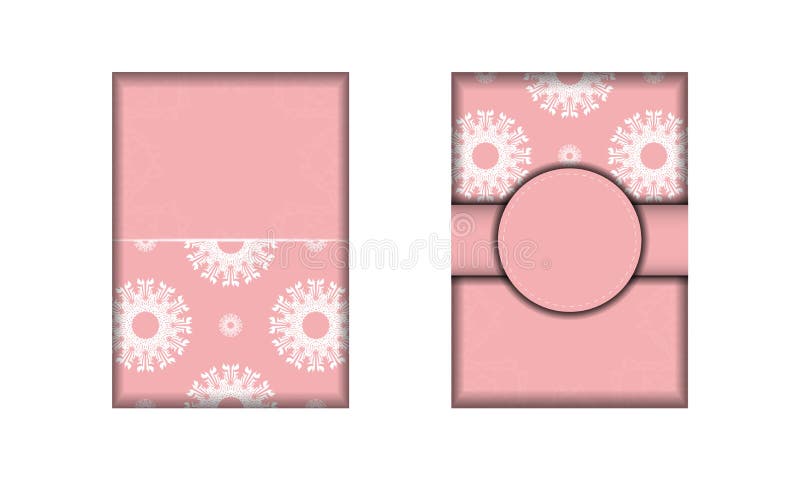 Leaflet Pink Color with Mandala White Pattern for Your Design. Stock ...
