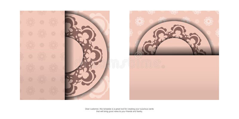 Leaflet in Pink with Indian Pattern is Ready for Print. Stock Vector ...