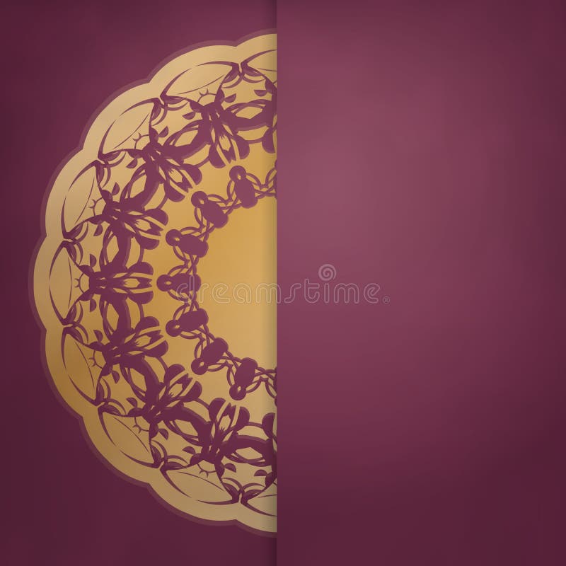 Burgundy and Yellow Seamless Pattern with Decorative Ornaments. Vector ...