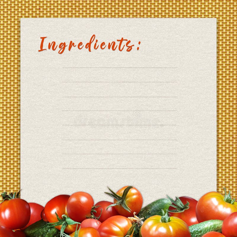 Leaflet for Writing a Recipe with a Border of Fresh Tomatoes and ...