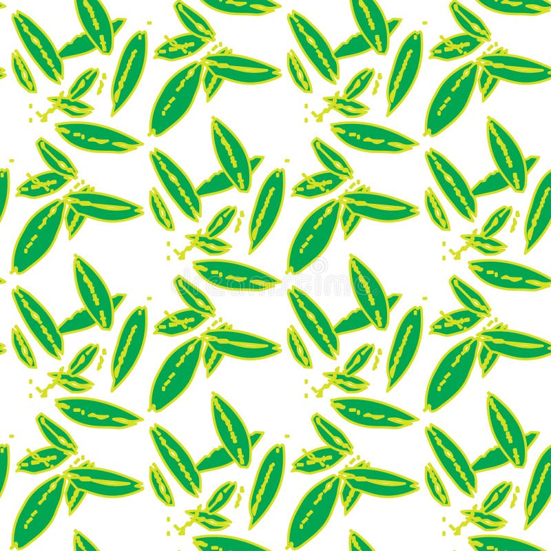 Leafs Green Floral Abstract Seamless Pattern with Simple Elements Stock ...