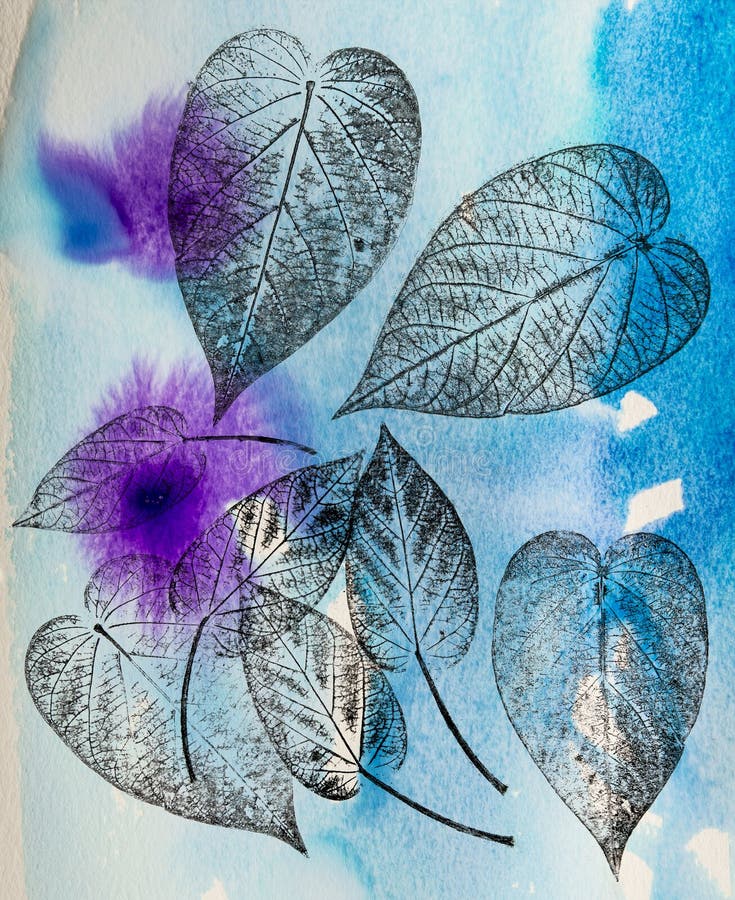 Leaf printed on paper stock illustration. Illustration of leave - 235635679