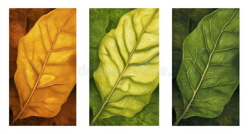 Leafy Abstract Wall Art Panels in Orange and Blue Stock Illustration ...