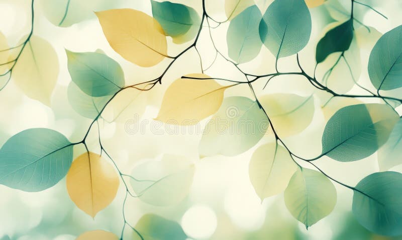 A Leafy Branch with Green and Yellow Leaves Stock Illustration ...