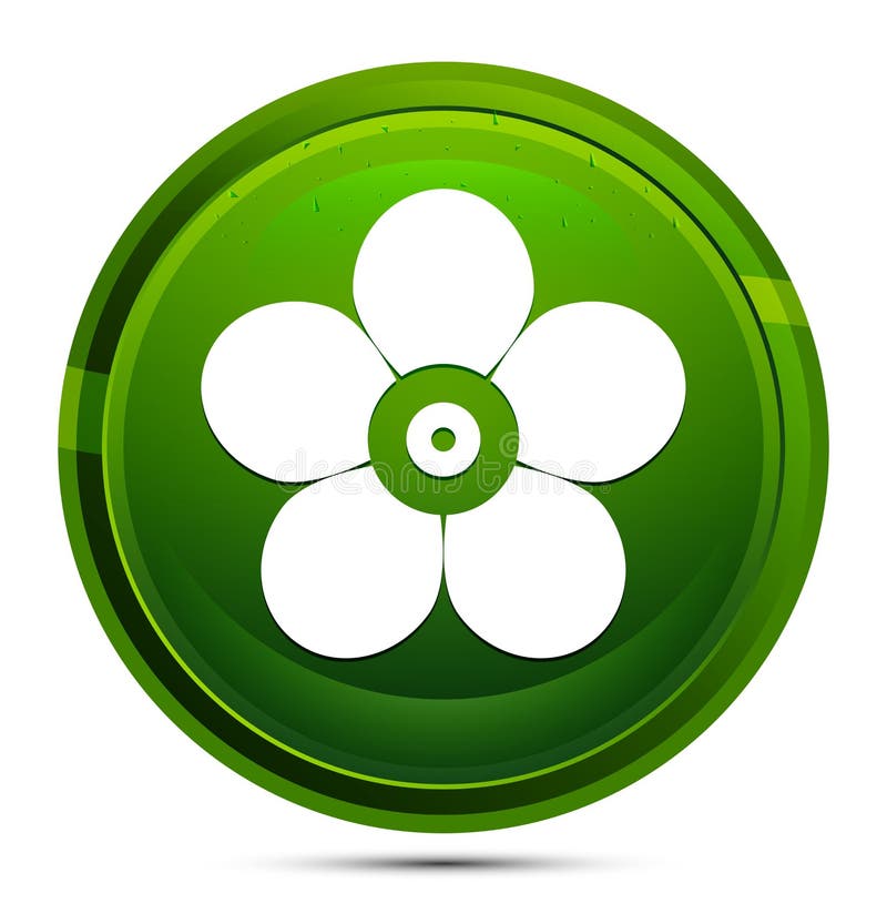 Leafy Flower Icon Glassy Green Round Button Illustration Stock Vector ...