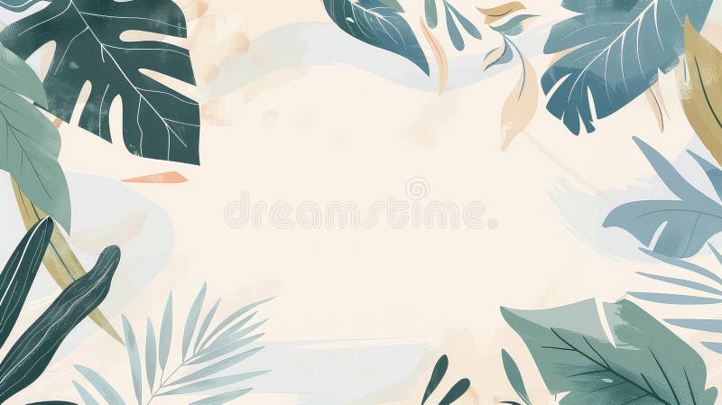 Leafy Frame with Pastel Background Design AI Generated Stock ...