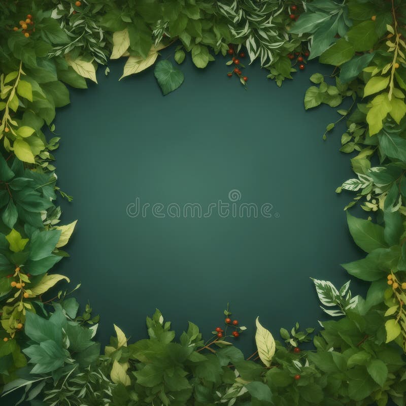 Leafy Garlands As a Frame Border, Isolated with Green Copy Space AI ...