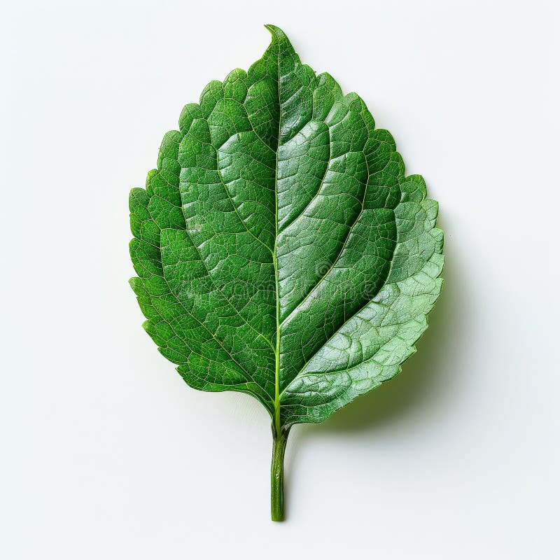 Leafy Green Leaf with a Stem Stock Photo - Image of healthy, isolated ...