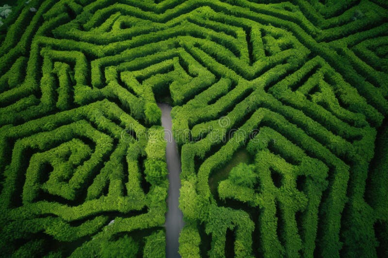 A Leafy, Green Maze from an Overhead Perspective Stock Illustration ...