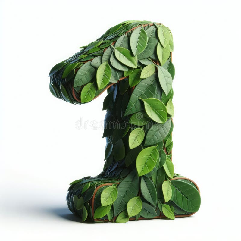 A Leafy Green Number 1 Made Out of Leaves Stock Image - Image of plant ...