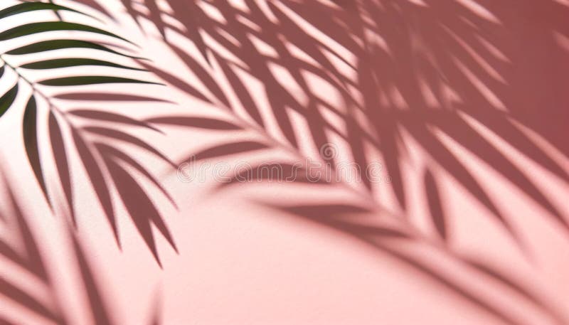 A Leafy Green Palm Tree Casts a Shadow on a Pink Background Stock Photo ...