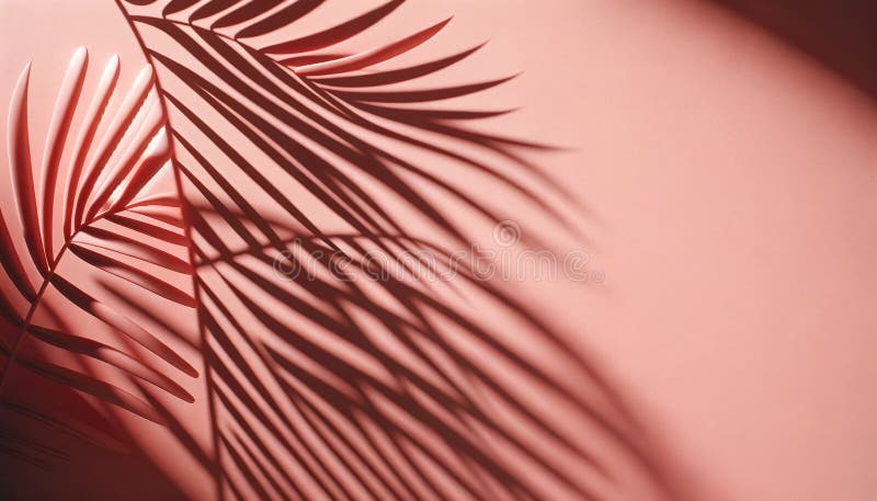 A Leafy Green Palm Tree Casts a Shadow on a Pink Background Stock Image ...