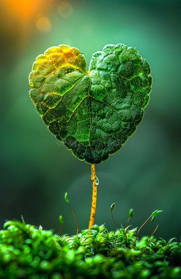 A Leafy Green Plant with a Heart Shape on it. the Heart is Surrounded ...