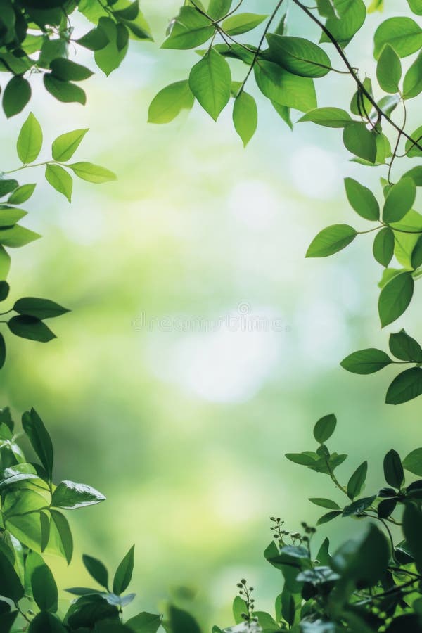 A Leafy Green Tree with a Frame of Leaves Stock Illustration ...