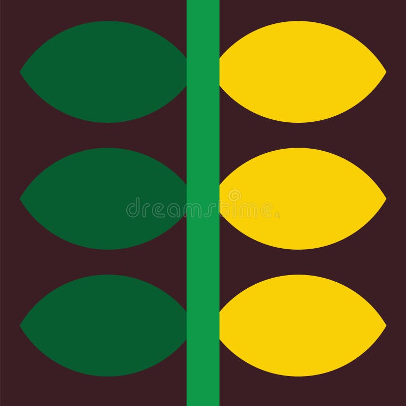 Leafy Plant Stem Geometric Shape Stock Illustration - Illustration of ...