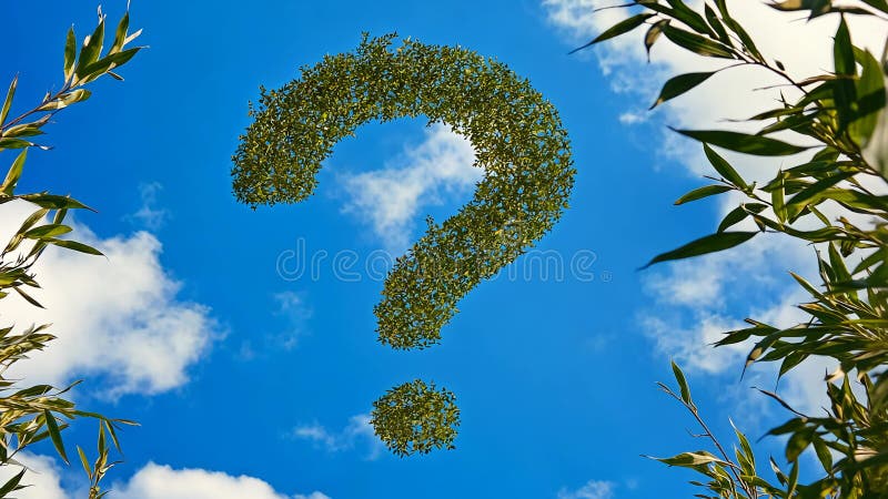 Leafy Question Mark in the Sky with Blue Clouds, Nature Concept Stock ...