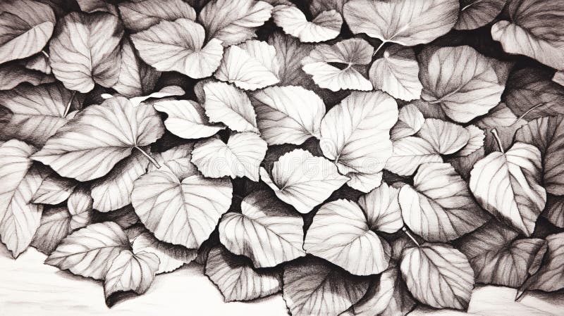 Leafy Sketch in Grayscale, Detailed Drawing - Generated Using Ai Stock ...