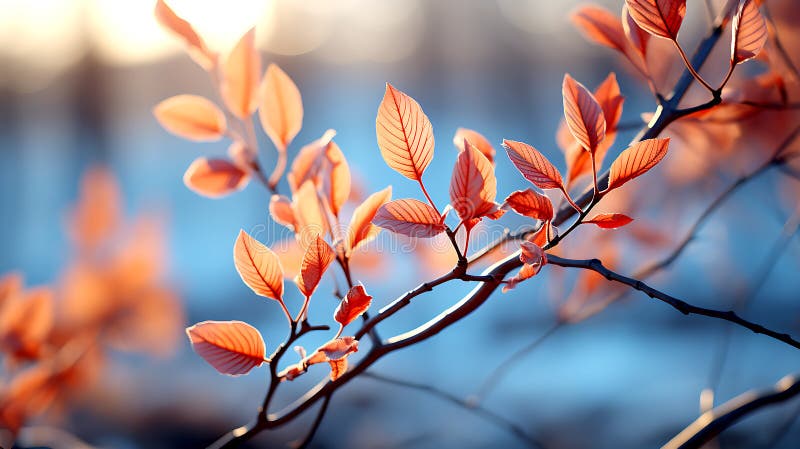 Leafy Tree Branch in Vibrant Autumn Colors Stock Illustration ...
